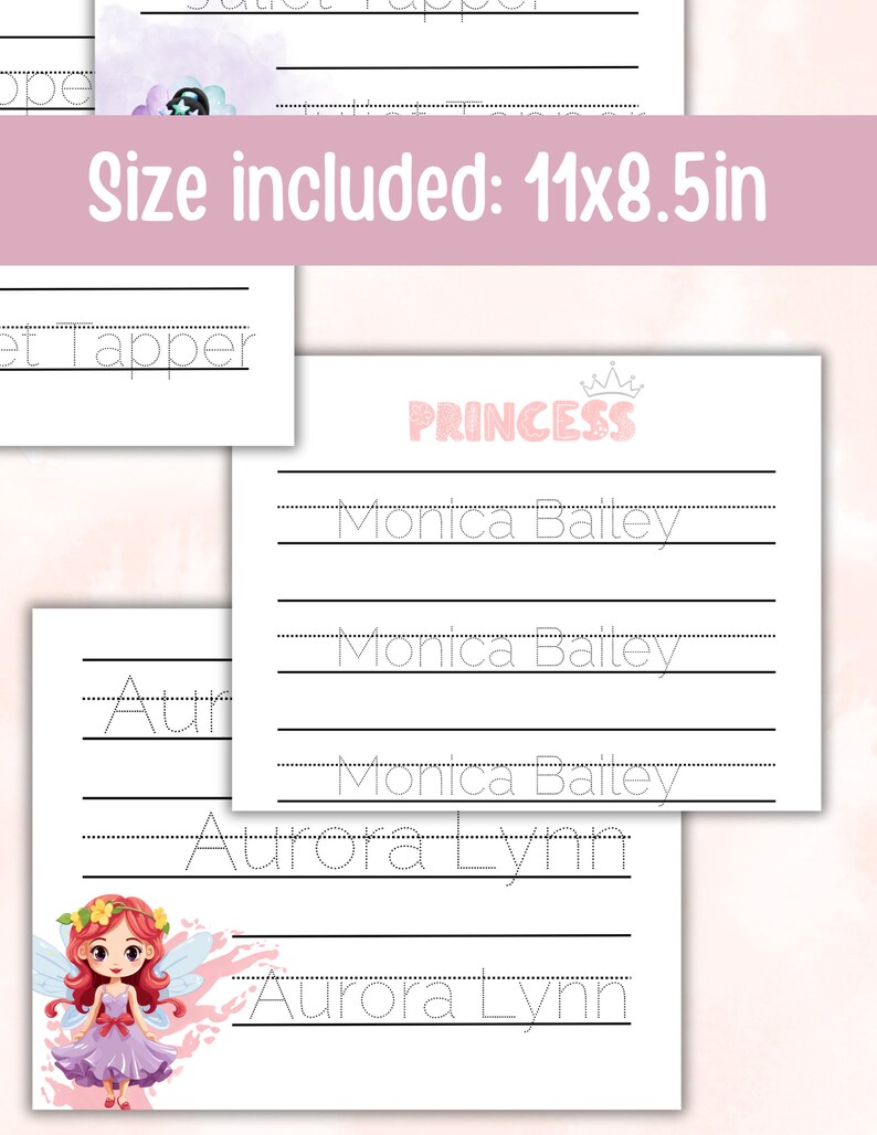 Custom Name Writing Printable, Princess Themed Tracing Worksheet ...