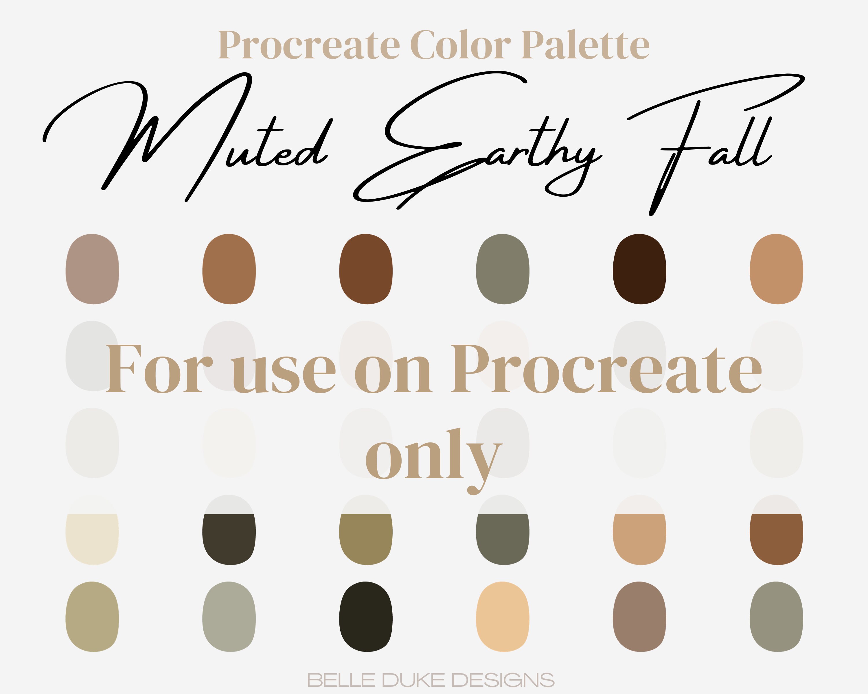 Muted Earthy Fall Theme Procreate Color Palette | Muted Earthy Fall ...