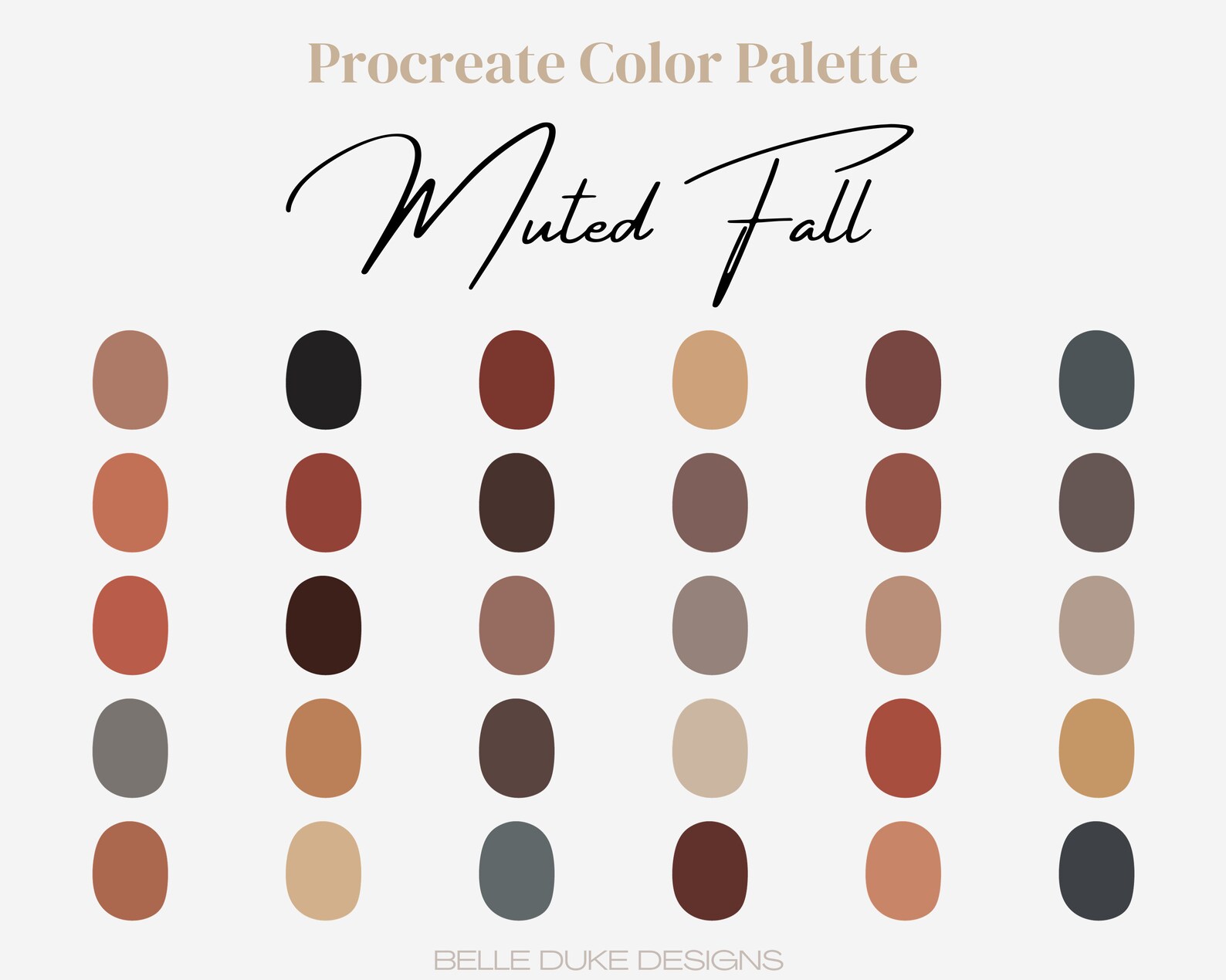 Muted Earthy Fall Theme Procreate Color Palette Muted Earthy Fall Color ...