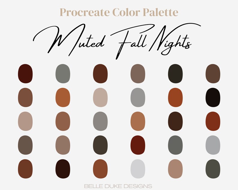 Muted Moody Fall Theme Procreate Color Palette | Muted Moody Color ...