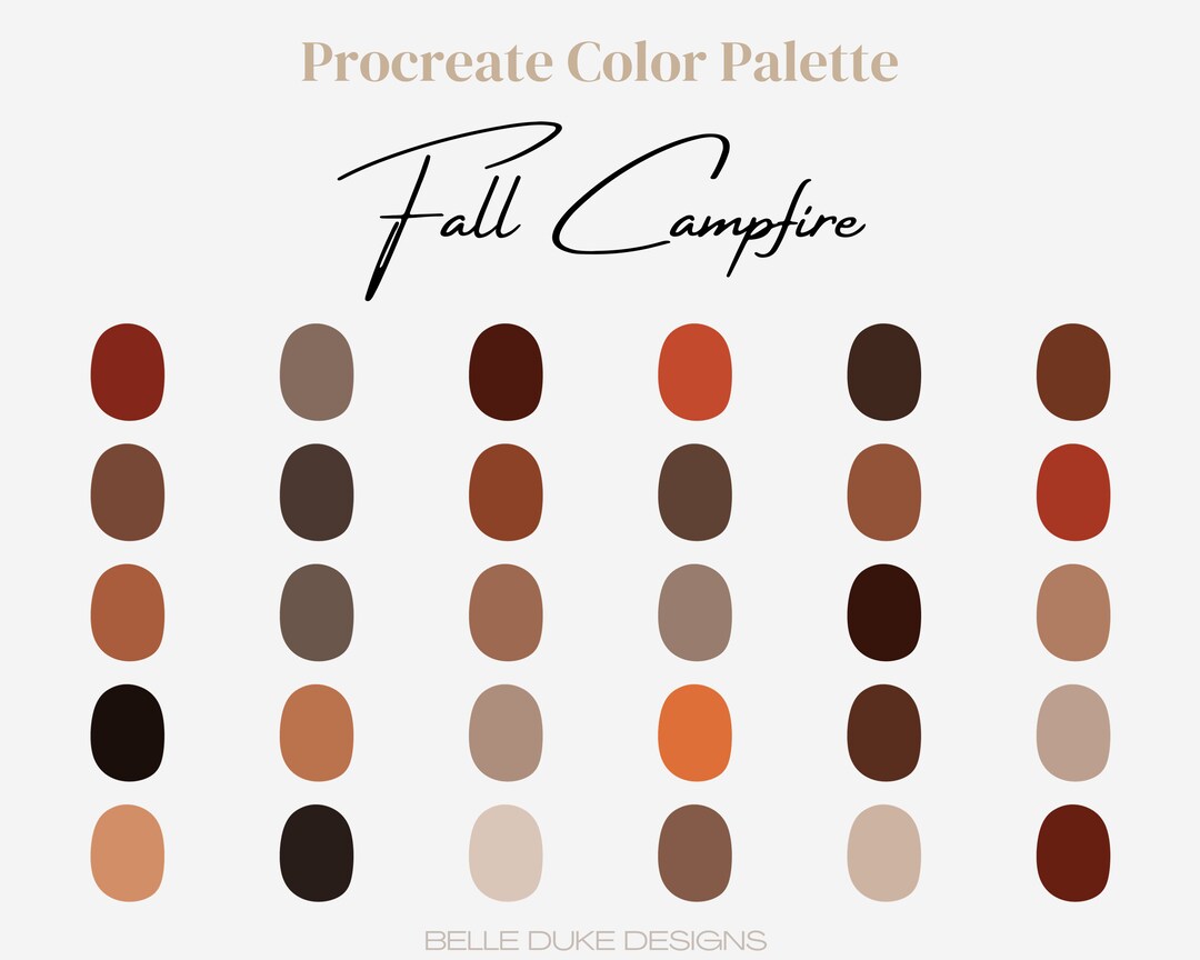 Fall Campfire Theme Procreate Color Palette | Fire Color Swatches| iPad ...