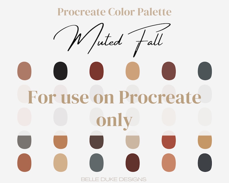 Muted Earthy Fall Theme Procreate Color Palette Muted Earthy Fall Color ...