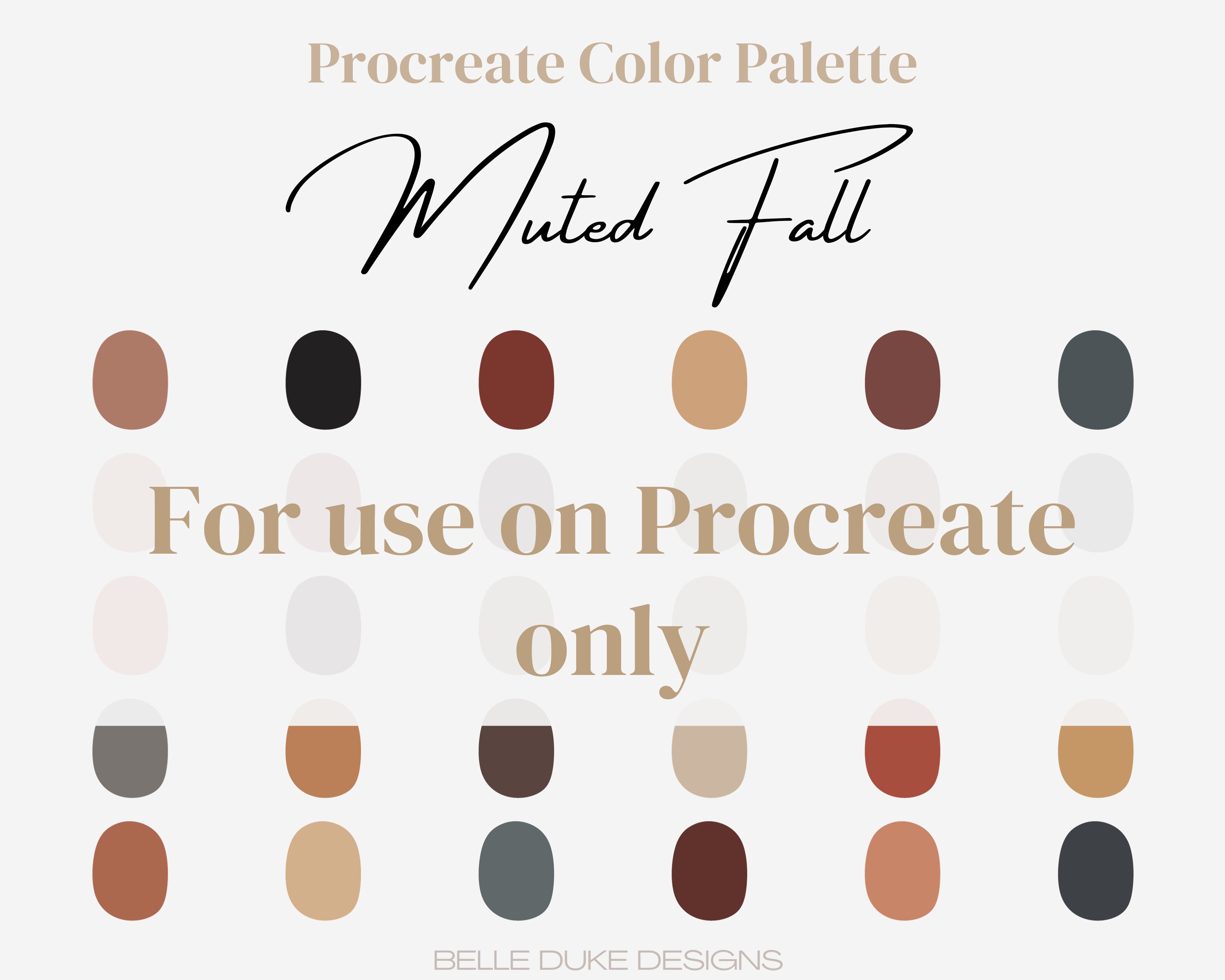 Muted Earthy Fall Theme Procreate Color Palette Muted Earthy Fall Color ...