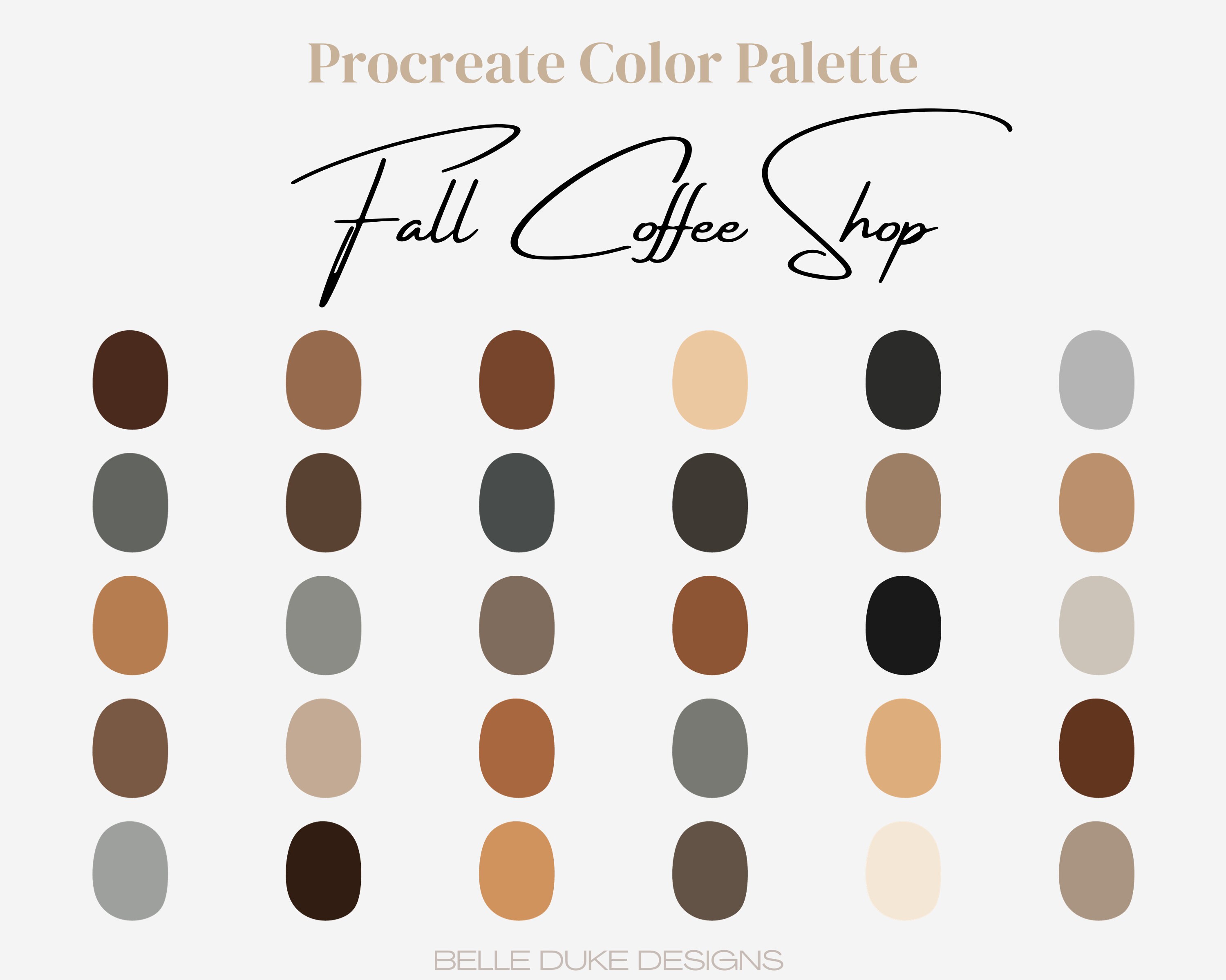 Coffee Fall Theme Procreate Color Palette | Coffee Color Swatches| iPad ...