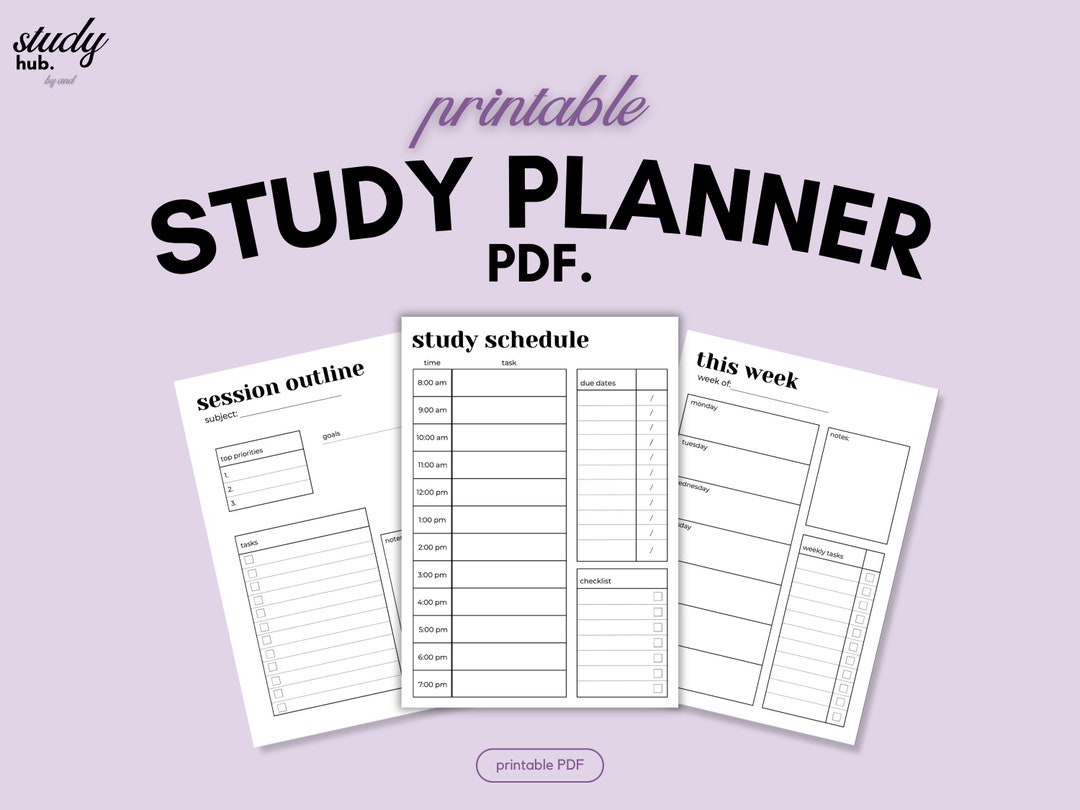 Study Planner Printable Student Organizer Printable Study - Etsy