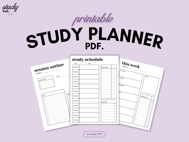 Study Planner Printable Student Organizer Printable Study - Etsy