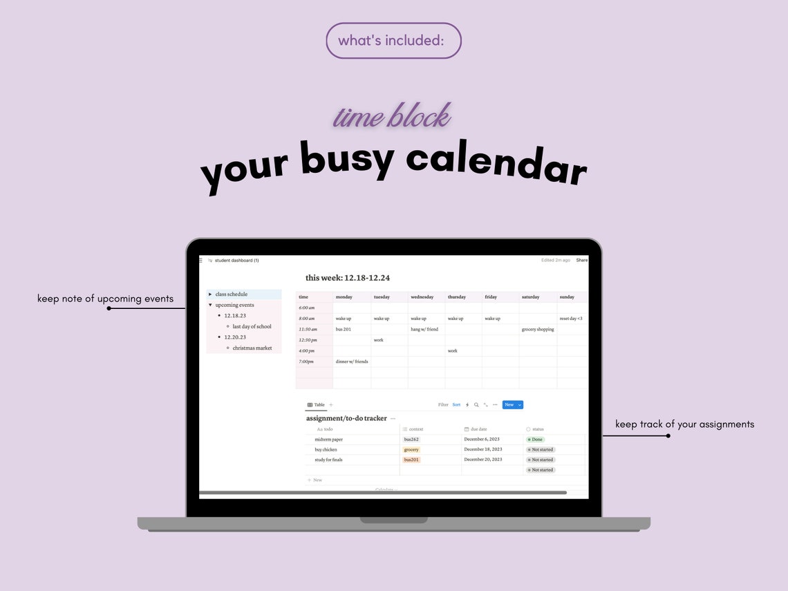 2024 Notion Template Student Dashboard, Student Notion Template, Student Planner, Academic ...