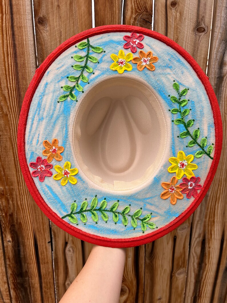 Tropical Dreams Wide Brim Fedora Hat | Hand Painted Hat | Floral Hat ...