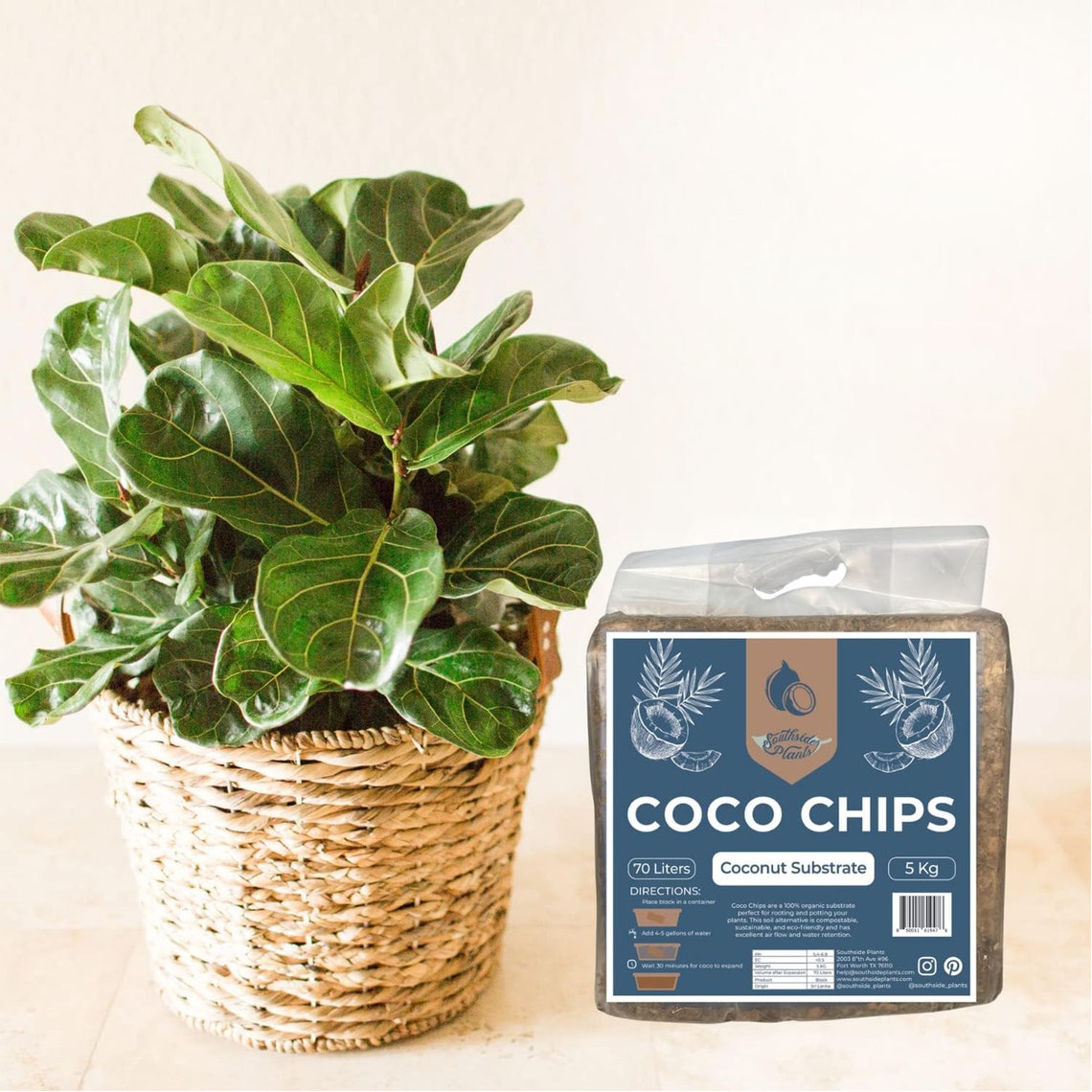 Coco Chip Compressed Chunky Coconut Substrate for Potting Soil Aeration ...