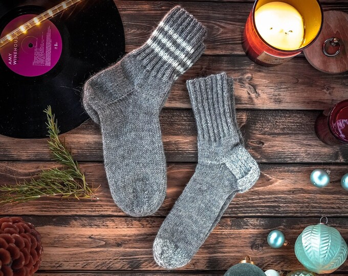 Hand Knitted Wool Socks: Organic Goat Fluff Blend, Cozy Winter Wear - Etsy