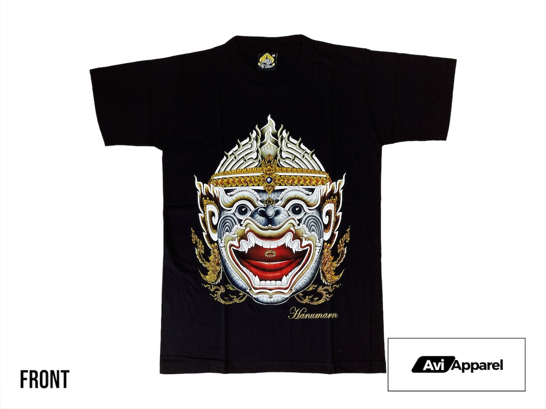 Premium Hanuman Monkey King Warrior Textured Graphic T-shirt - Thai ...