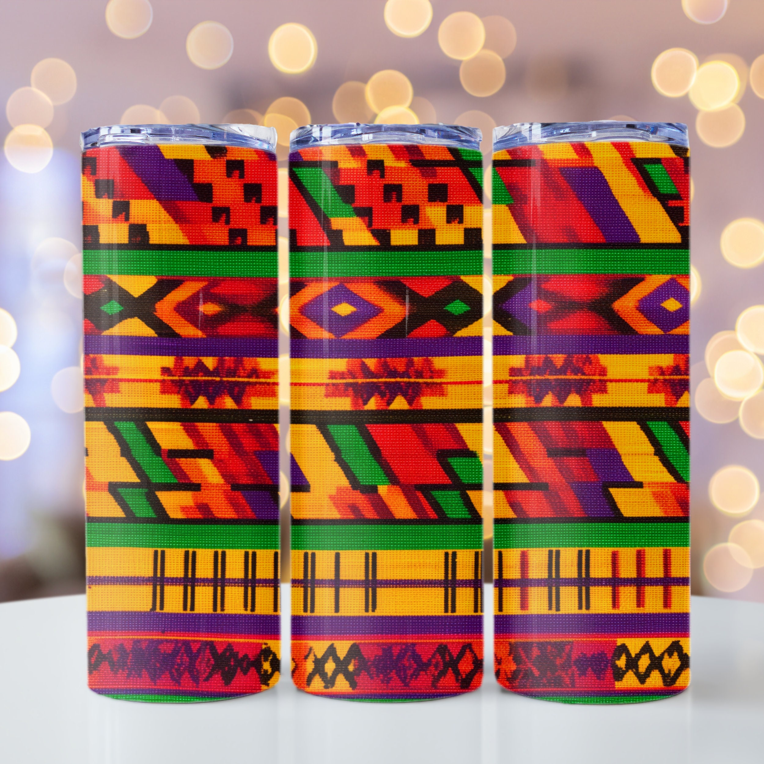Vibrant Kente Cloth Pattern Design for 20 OZ Tumbler High-quality ...