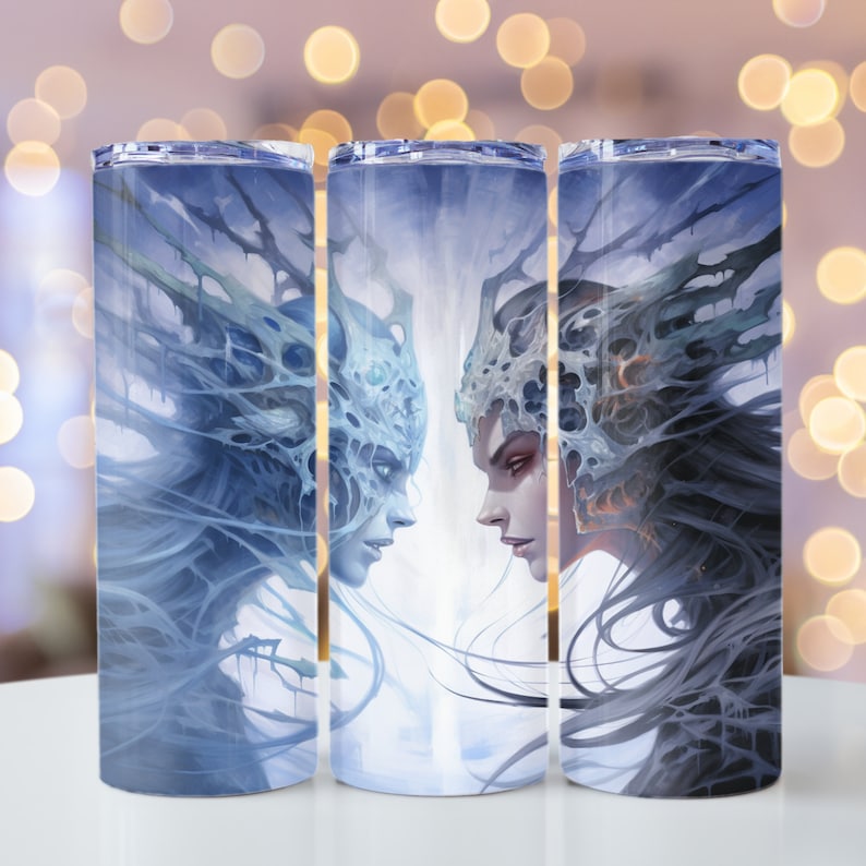 Epic Anime Tumbler Wrap Featuring Elemental Ice and Thunder Battle - Etsy