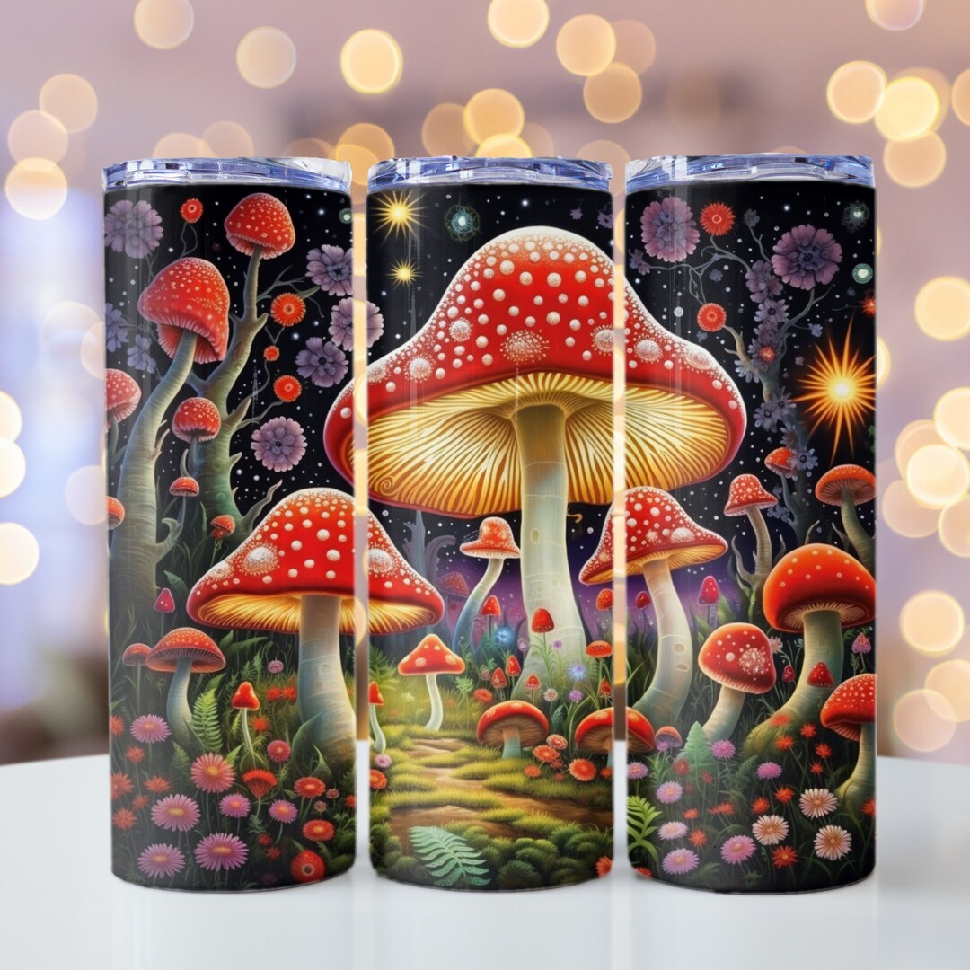 Enchanted Toadstool Circle Glitter Tumbler Design Sparkling Magical ...