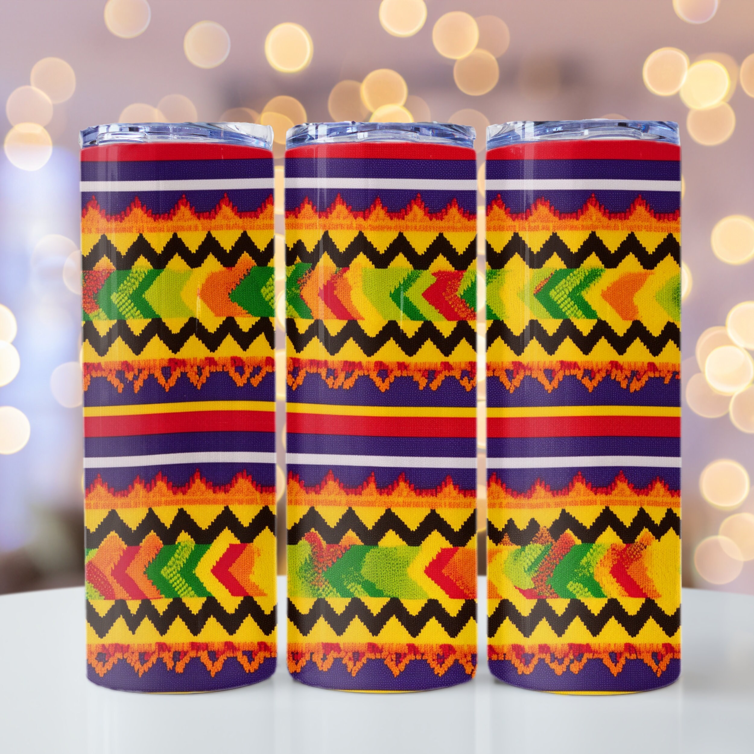 Vibrant Kente Cloth Pattern Design for 20 OZ Tumbler High-quality ...