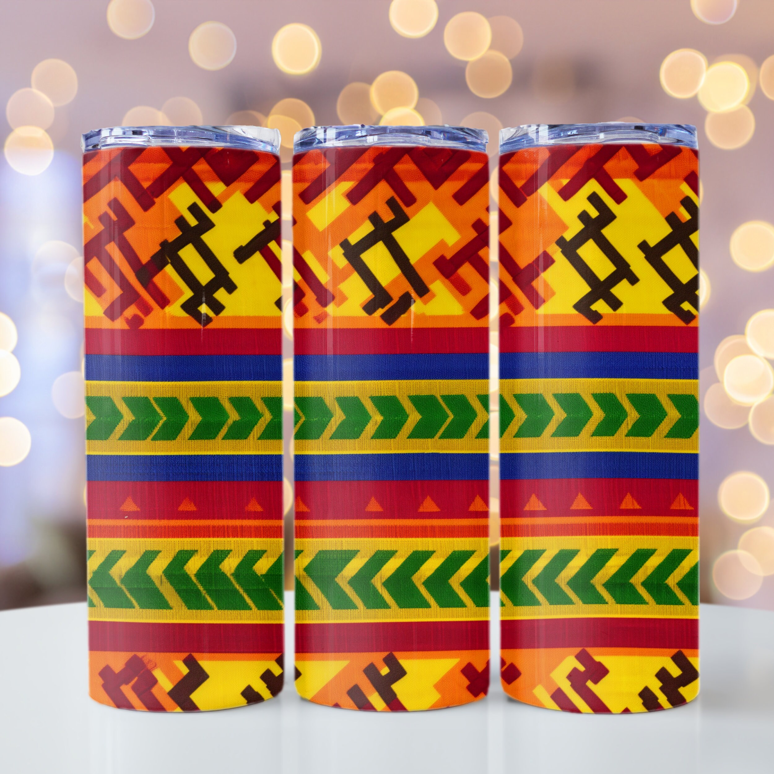 Vibrant Kente Cloth Pattern Design for 20 OZ Tumbler High-quality ...