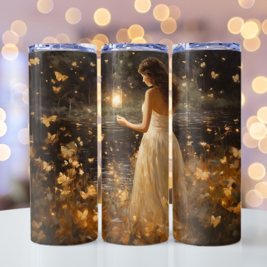 Sparkling Firefly Lantern Tumbler Wrap Shimmering Nighttime Elegance ...