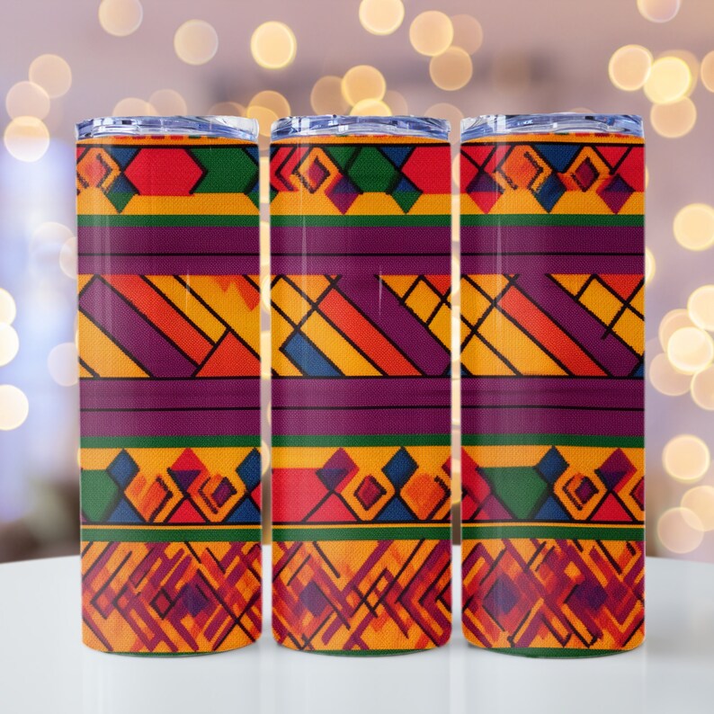 Vibrant Kente Cloth Pattern Design for 20 OZ Tumbler High-quality ...