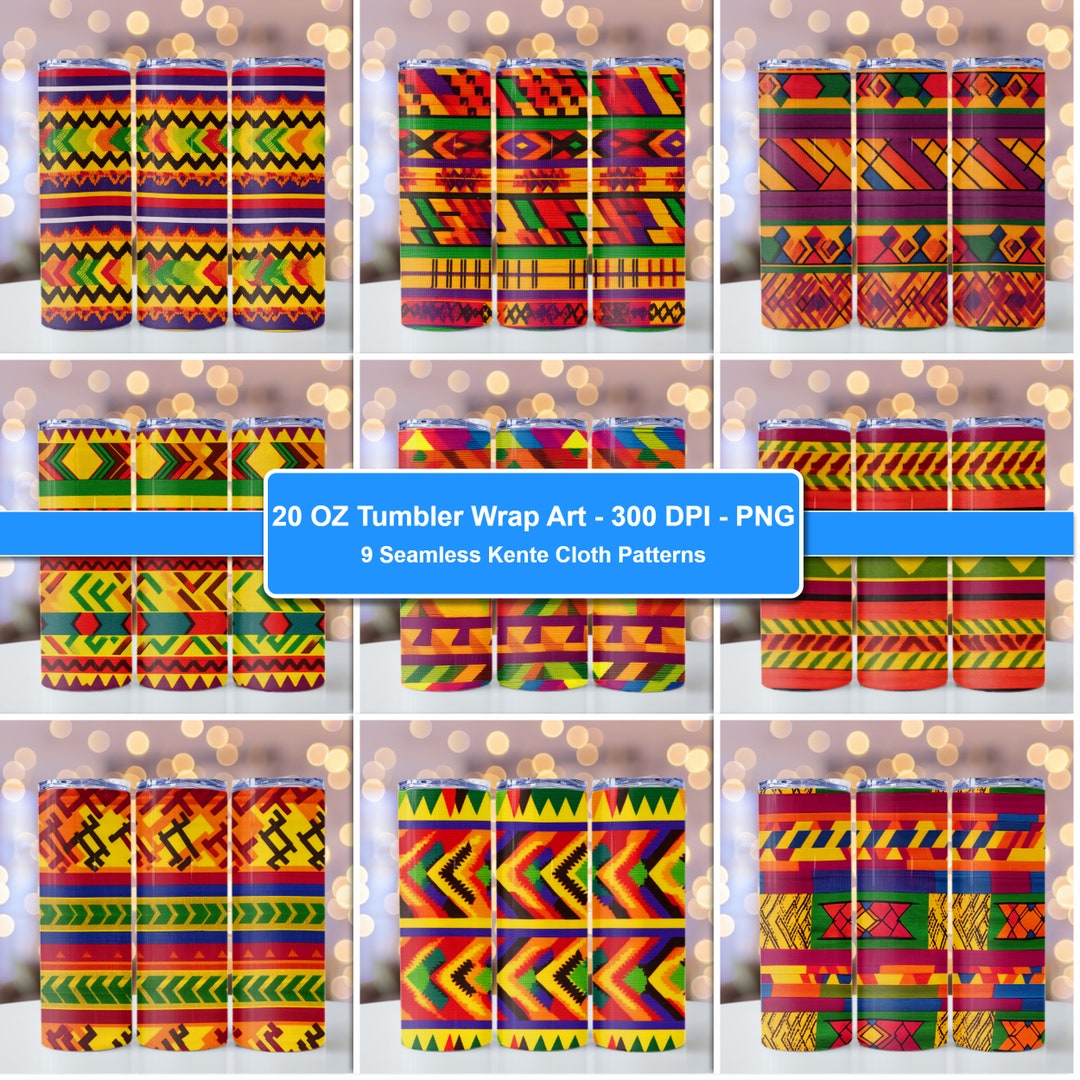 Vibrant Kente Cloth Pattern Design for 20 OZ Tumbler High-quality ...