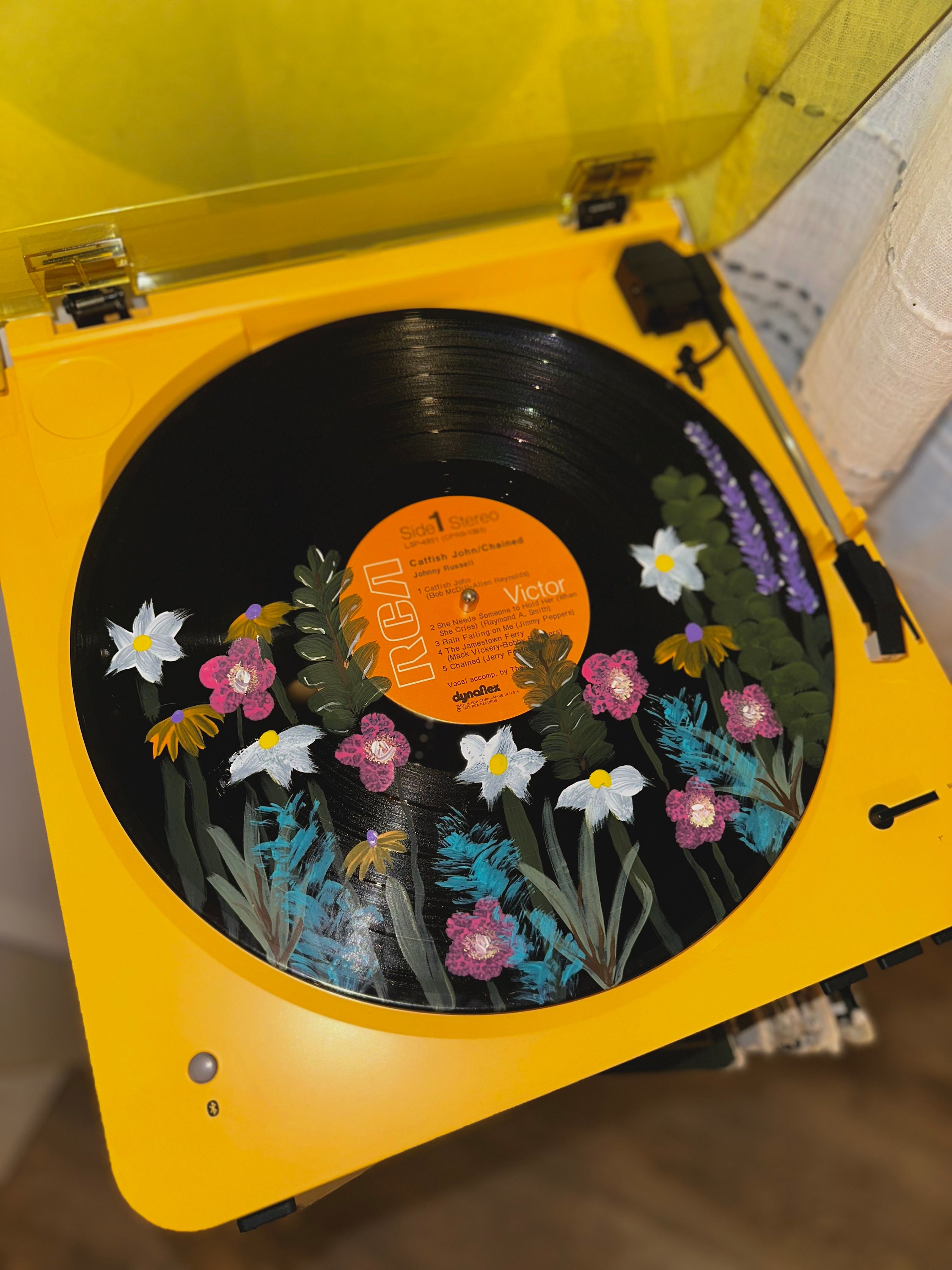 Floral Painted Vinyl Record - Etsy