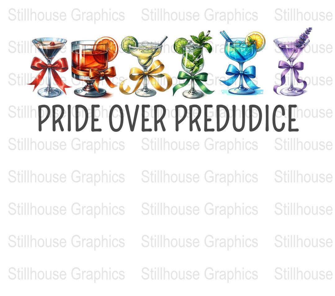Pride Over Prejudice Sublimation PNG | LGBTQ Rainbow Cocktail Design ...