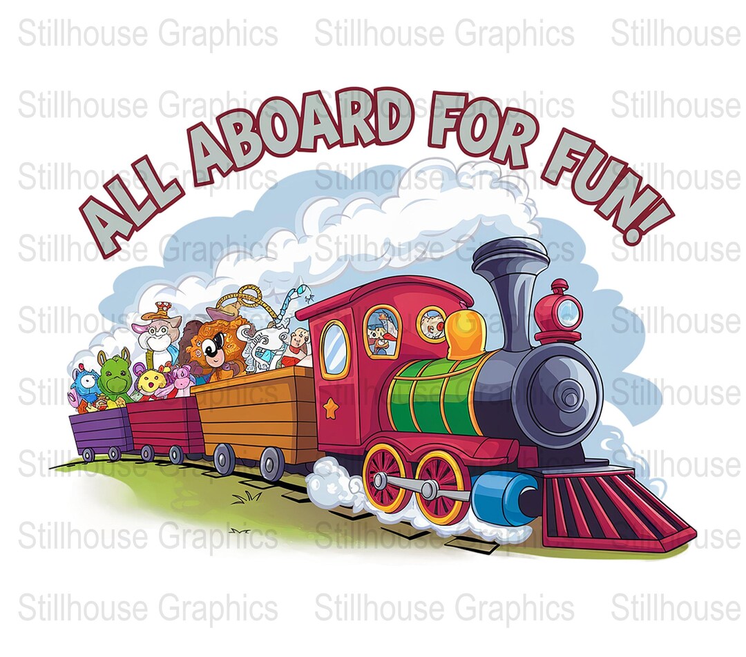 Train Sublimation Design, All Aboard for Fun, Digital Download, Kids ...