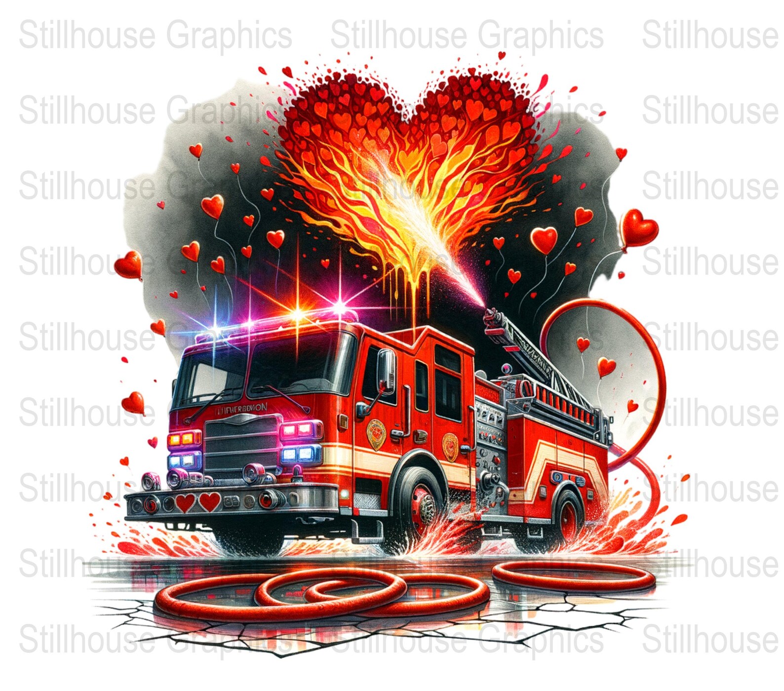 Valentine Fire Tuck Png for Digital Use, Classroom Cards or Sublimation ...