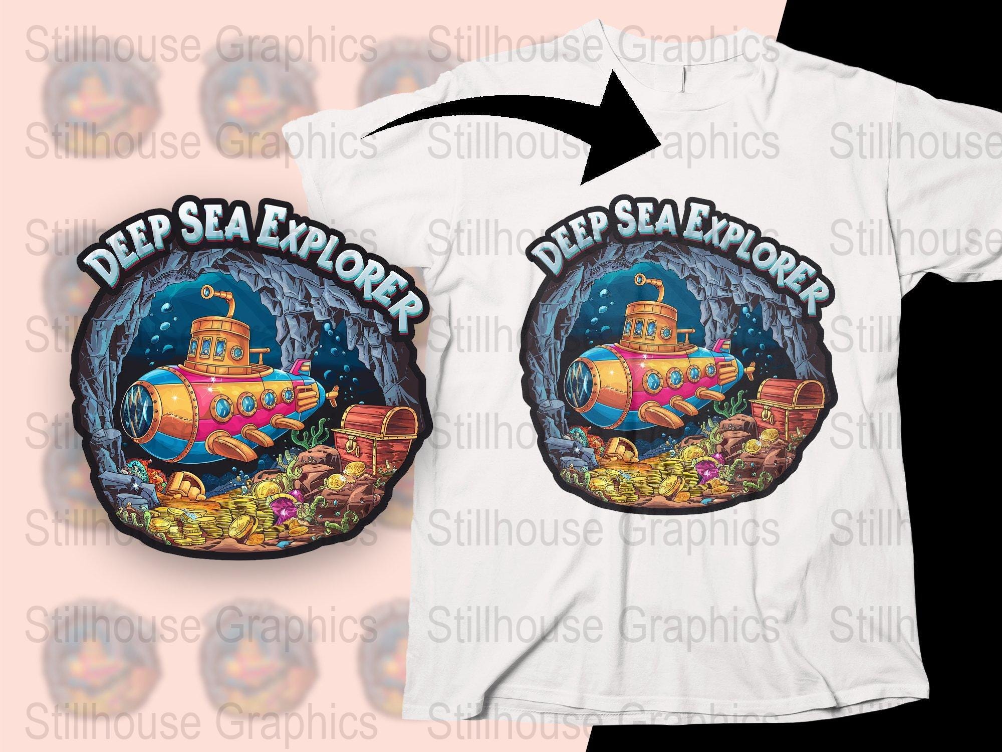 Sublimation Design, Deep Sea Explorer, Underwater Adventure Art ...