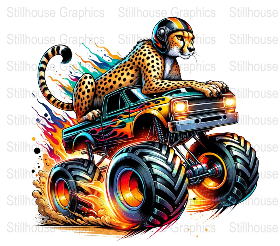 Monster Truck Cheetah PNG, Digital Design for Sublimation, Perfect for ...