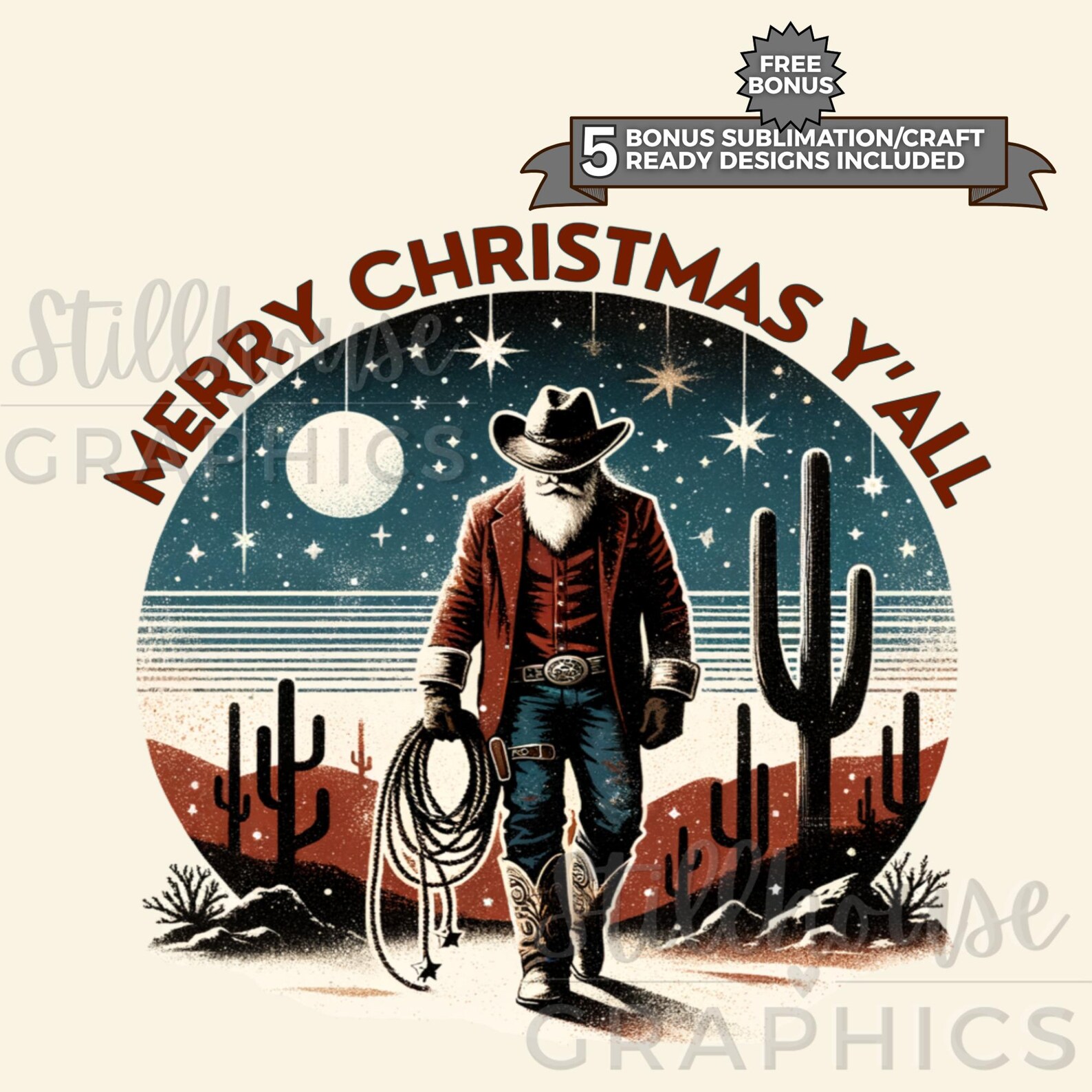 Western Santa PNG, Cowboy Christmas Sublimation Design, Rustic Rodeo ...