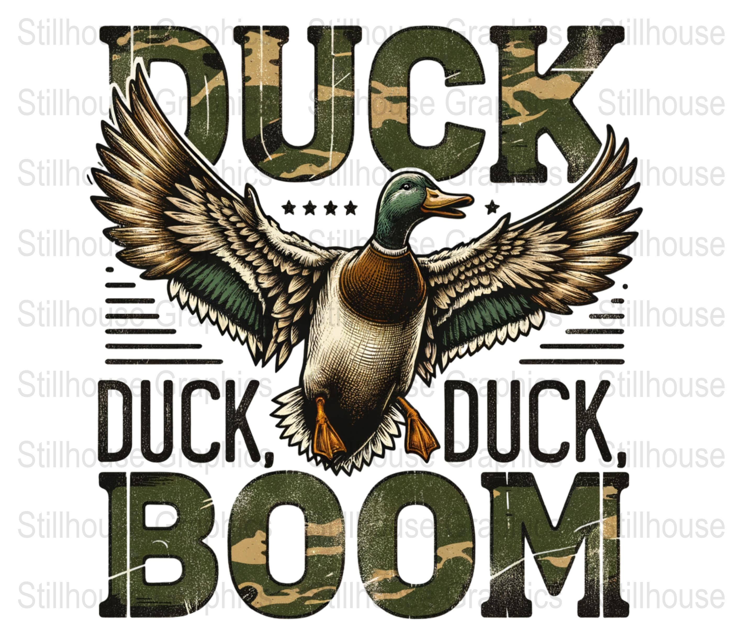 Duck Duck Boom PNG, Bold Script Camo Brush Stroke Hunting Shirt Design ...