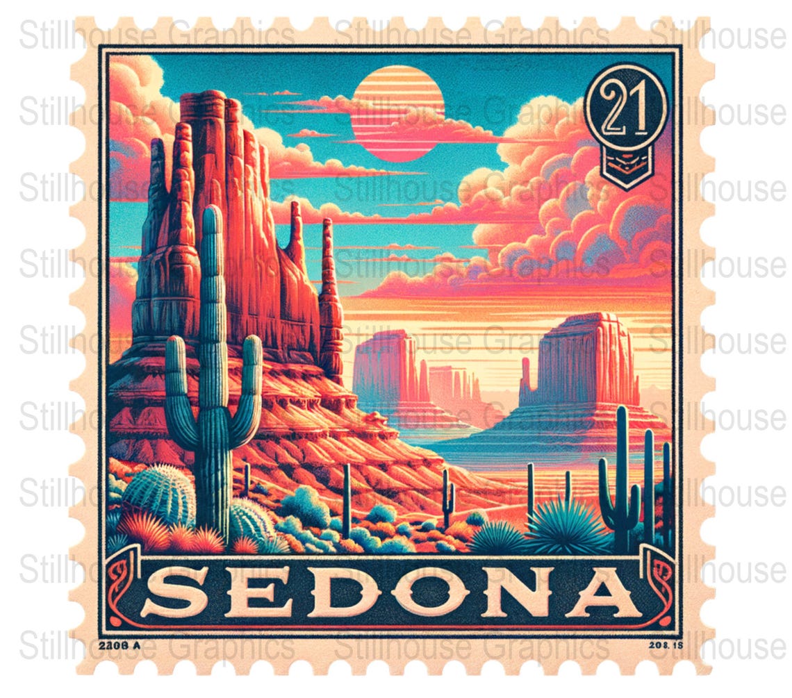 Sedona Arizona Stamp PNG, Vintage Stamp Sublimation Design, USA Arizona ...
