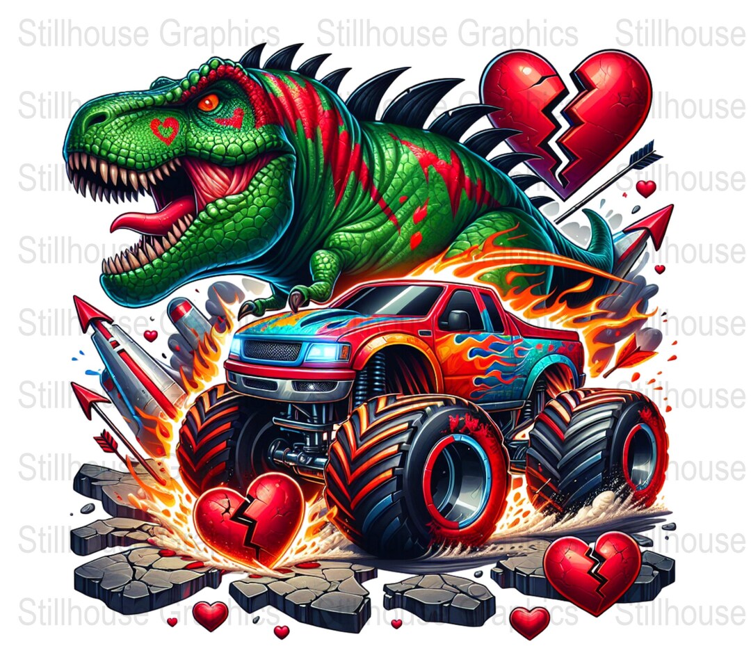 Valentine Dinosaur Construction Png for Digital Use, Classroom Cards or ...