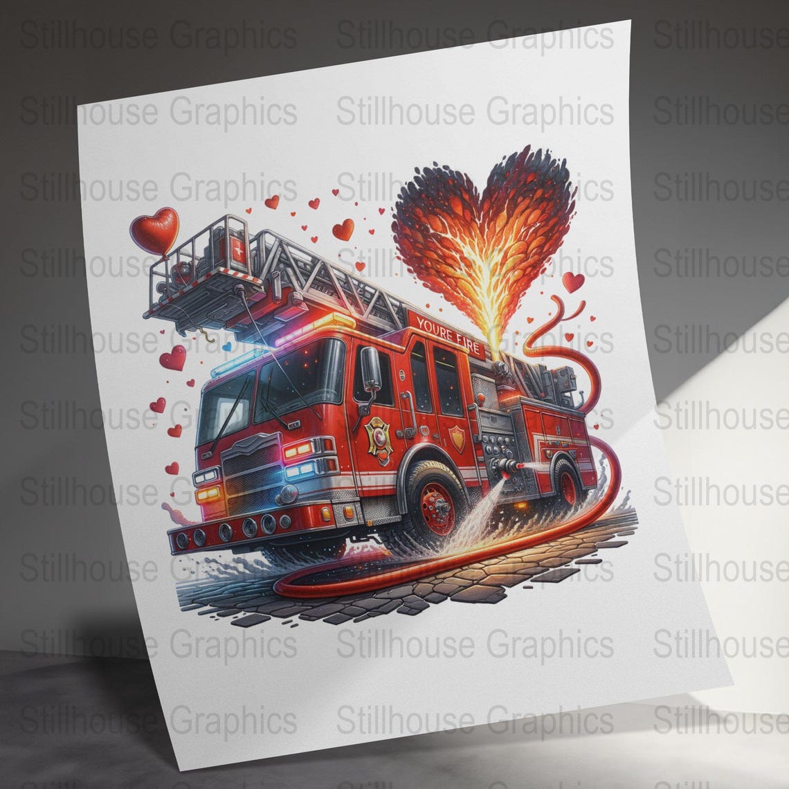 Valentine Fire Tuck Png for Digital Use, Classroom Cards or Sublimation ...