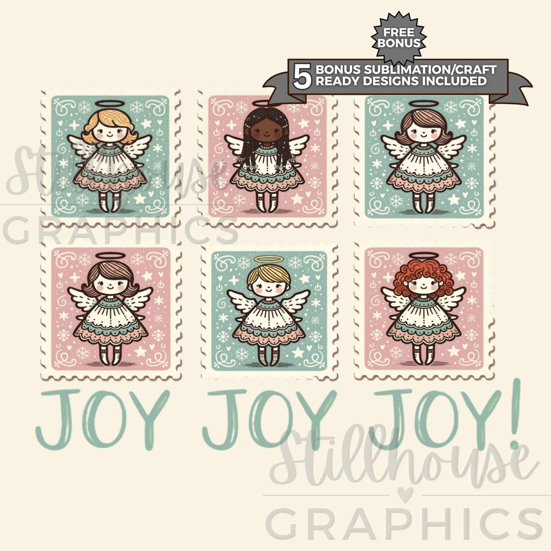 Christmas Angel Doodle Stamp Pngs, Retro Coquette Christmas Clipart ...