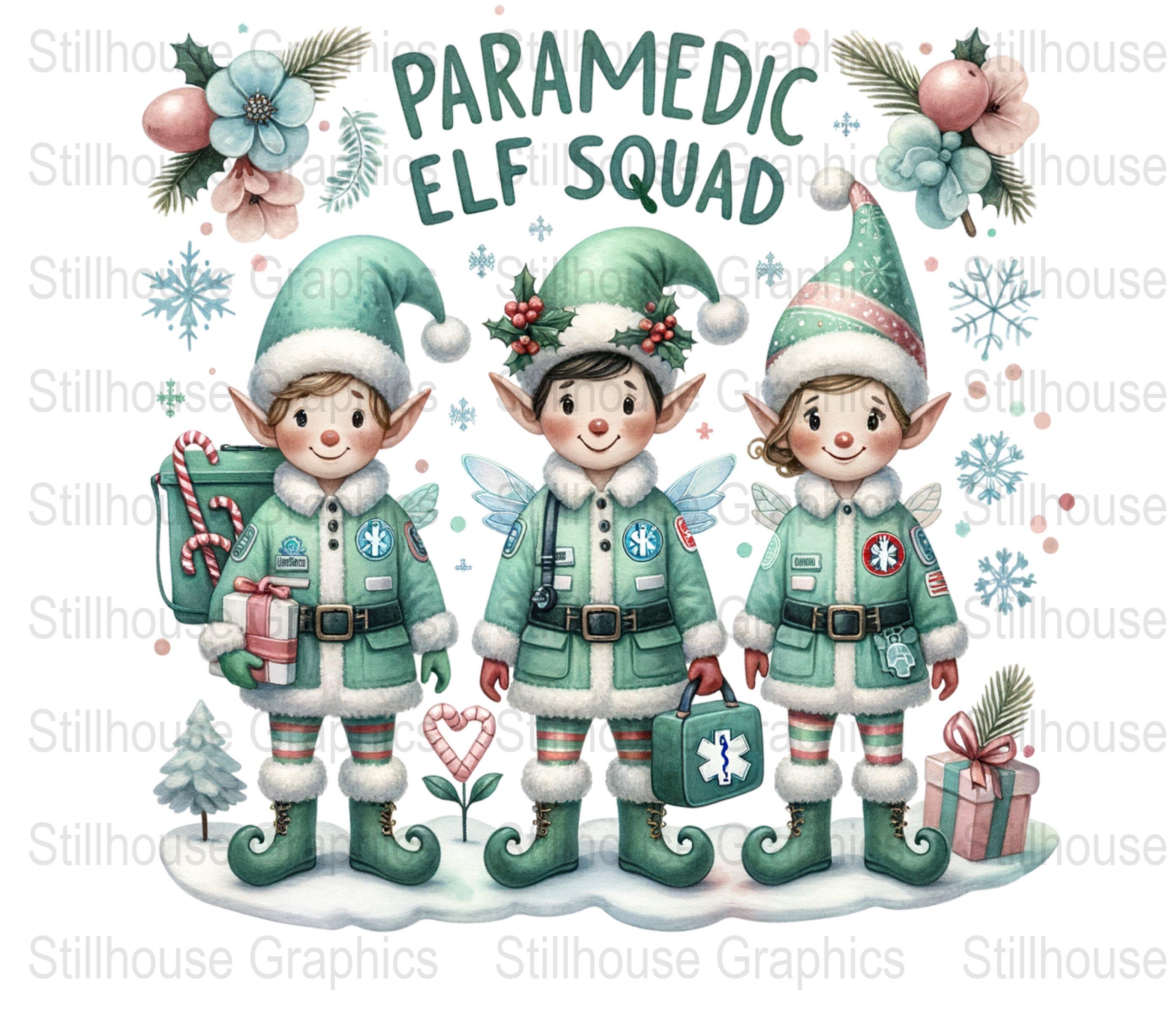 Christmas Paramedic Elf Squad Png Cutechristmas EMT Sublimation Art for ...