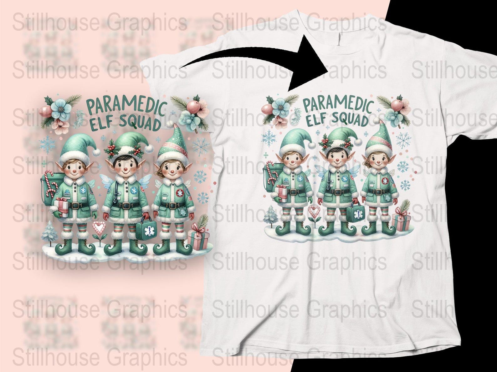 Christmas Paramedic Elf Squad Png Cutechristmas EMT Sublimation Art for ...