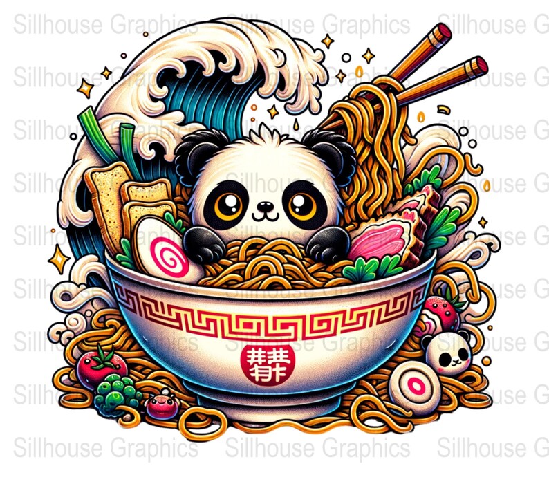 Ramen Panda PNG, Kawaii Panda Sublimation Design, Japanese Ramen ...