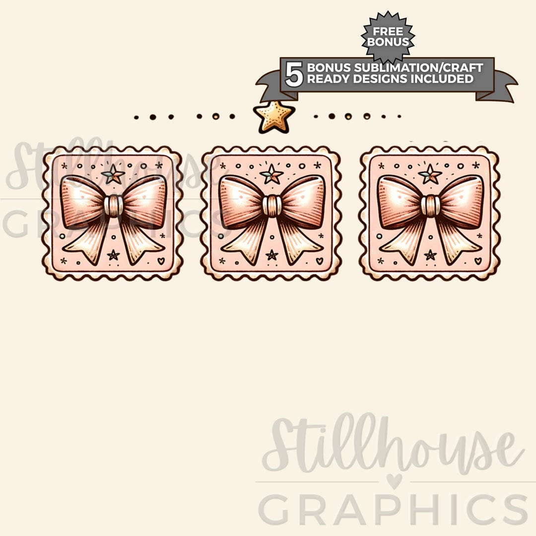 Coquette Doodle Christmas Postage Stamp PNG Bundle, Retro Girly Holiday ...