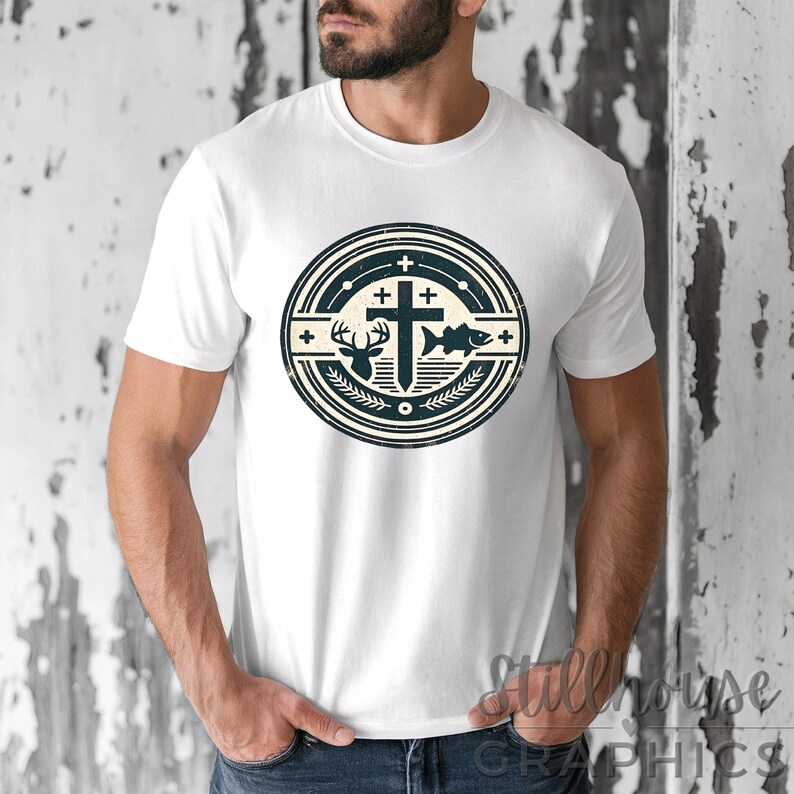 Deer and Fish Cross PNG, Christian Hunting Fishing Badge, Faith ...