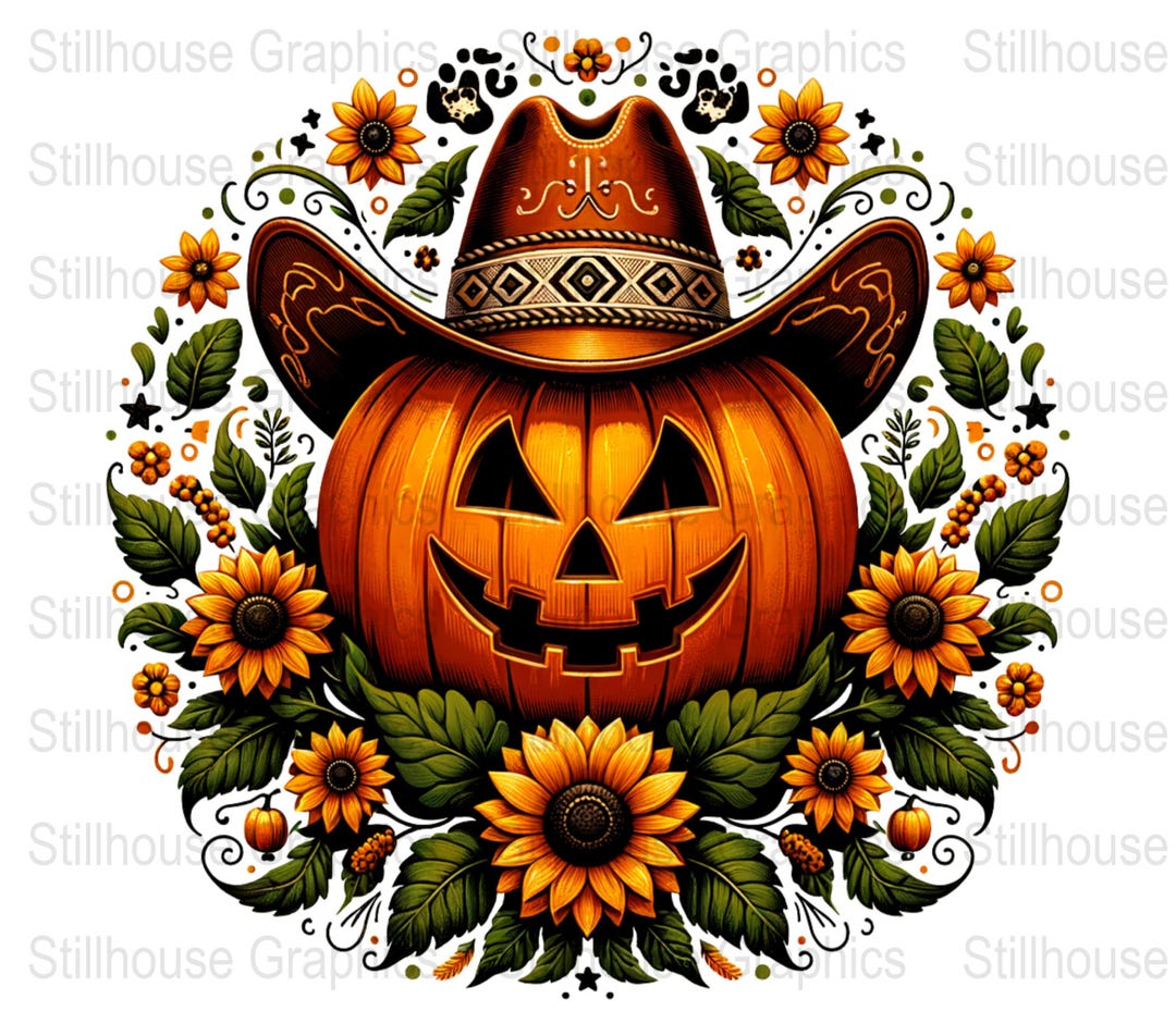 Howdy Pumpkin Western Halloween PNG, Boho Cowboy Pumpkin Sublimation ...