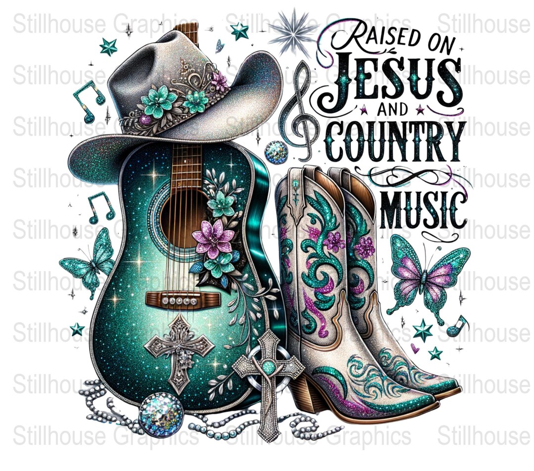 Raised on Country Music PNG | Western Design |cowgirl Sublimation Art ...