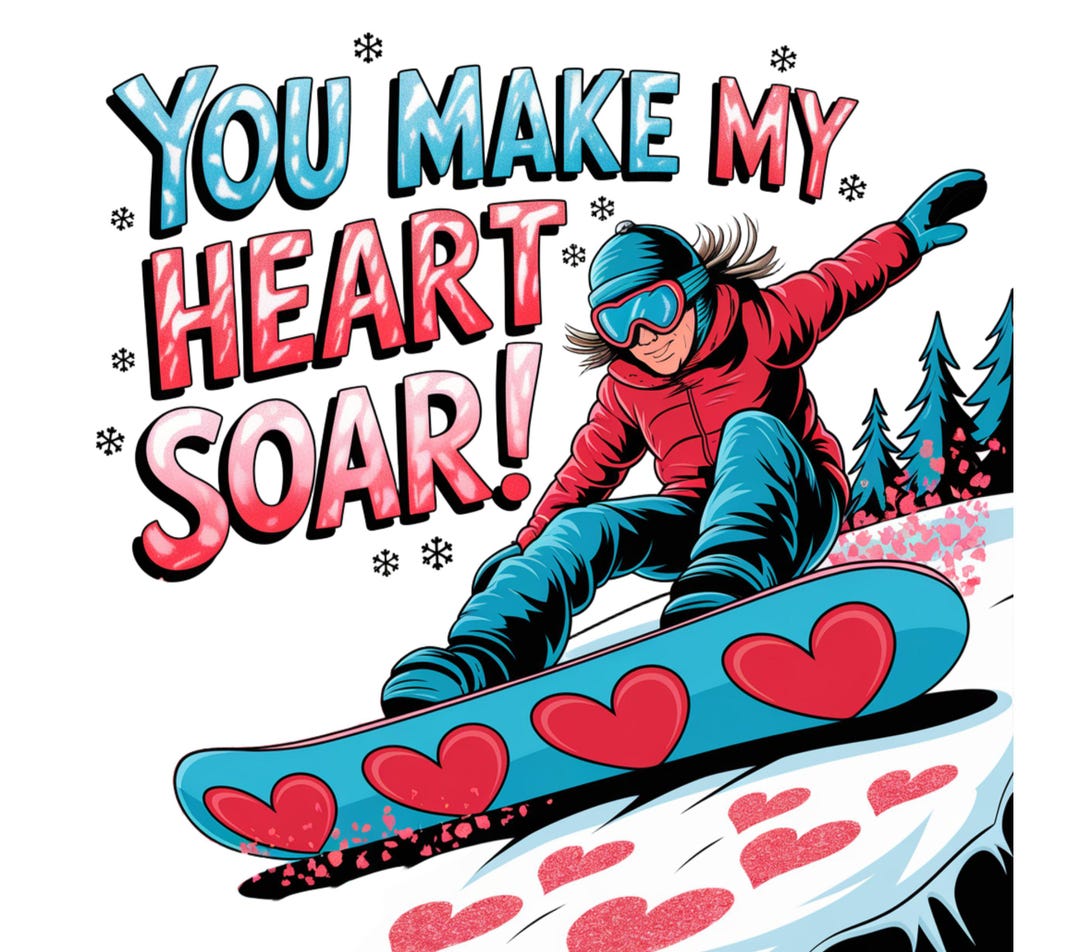 Cute Boys Snowboard Valentine Sublimation PNG for Digital Use, Shirts ...