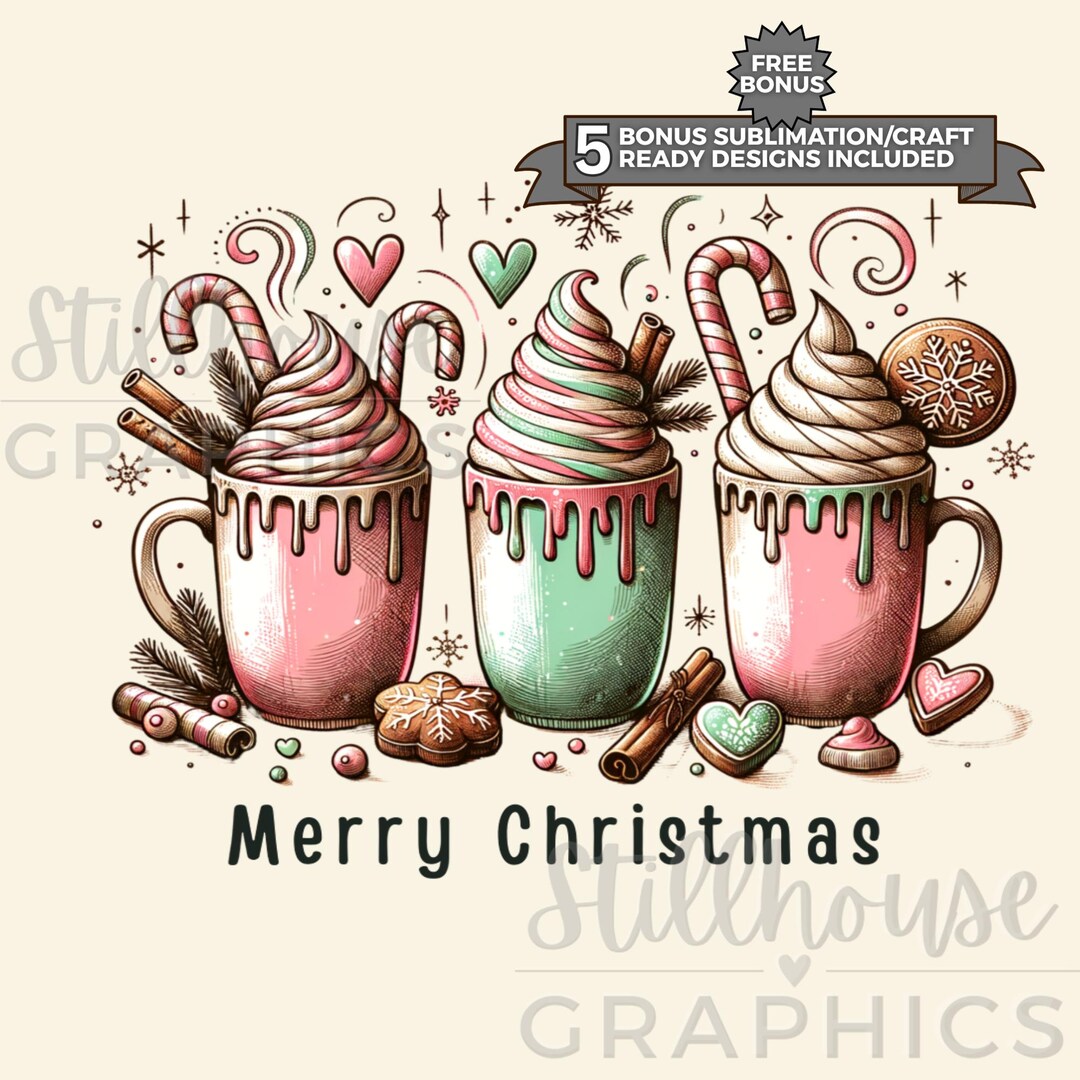 Coquette Coffee and Hot Chocolate Christmas PNG, Girly Preppy Holiday ...