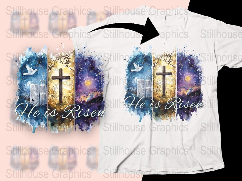 He is Risen Png, Brushstroke Christian Easter Sublimation Design ...