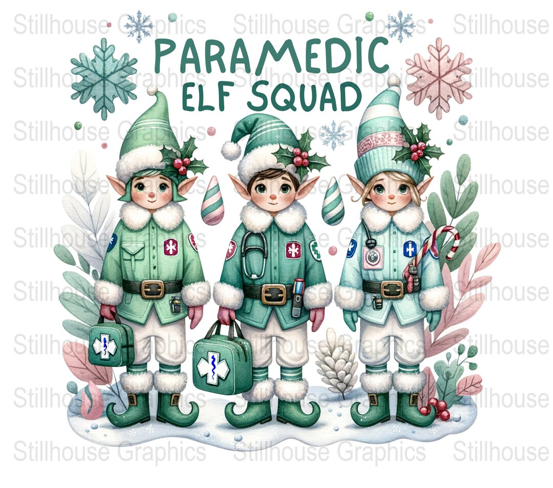 Christmas Paramedic Elf Squad Png Cute Christmas EMT Sublimation Art ...