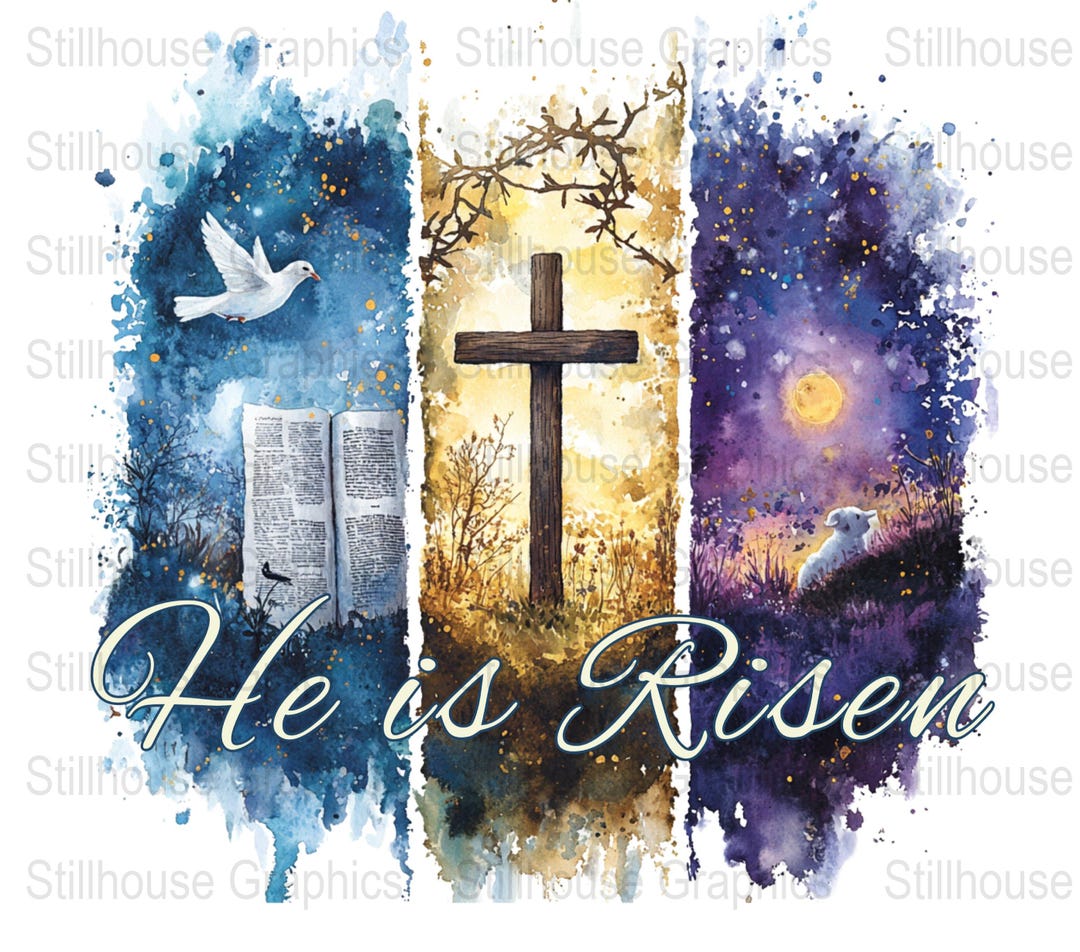 He is Risen Png, Brushstroke Christian Easter Sublimation Design ...