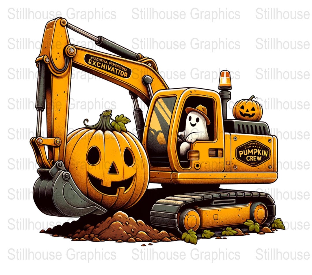 Halloween Construction Backhoe PNG, Boys Halloween Design, Cute ...