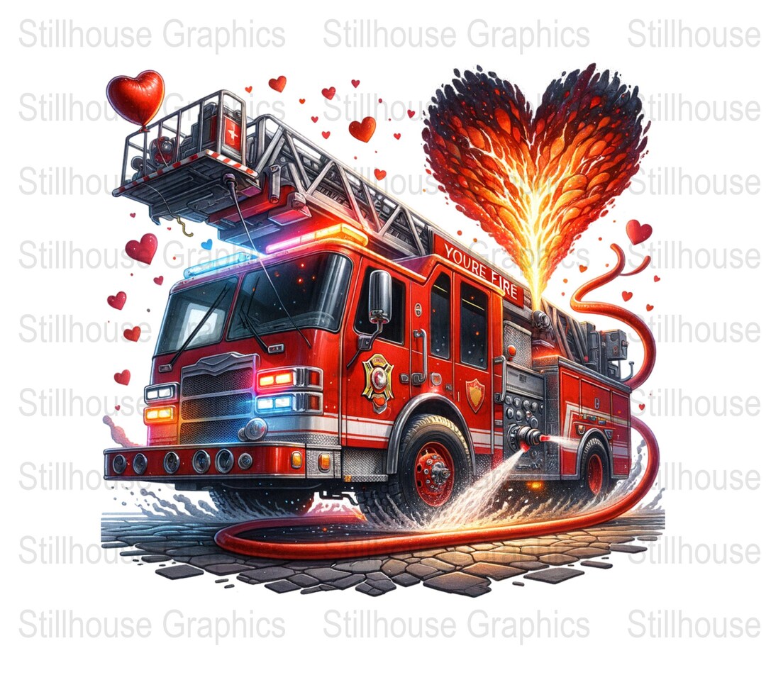 Valentine Fire Tuck Png for Digital Use, Classroom Cards or Sublimation ...