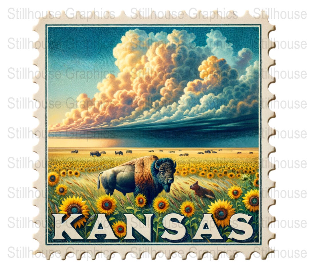 Kansas Stamp State PNG, Vintage Stamp Sublimation Design, USA State ...